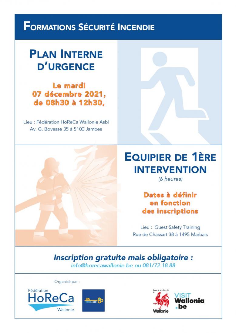 Formation Sécurité Incendie : Plan Interne d'Urgence | Fédération HoReCa Wallonie